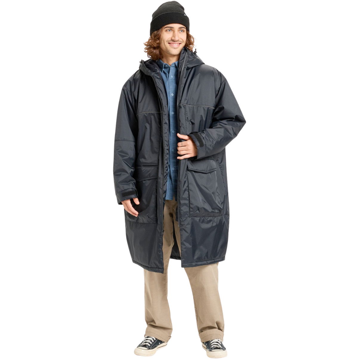 2026 Quiksilver Mens Full Rig Hooded Poncho Jacket EQYJK04188 - Black ...